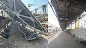 लखनऊ के चारबाग स्टेशन पर गिरा 60 फुट लंबा टिन शेड, TTE समेत 3 घायल